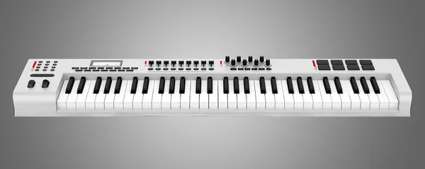 Gray synthesizer on stand isolated on white background Stock Photo by ...