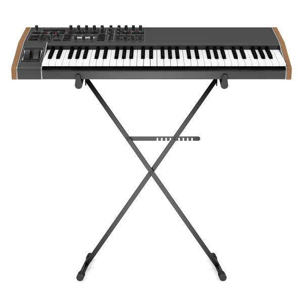 Gray synthesizer on stand isolated on white background Stock Photo by ...