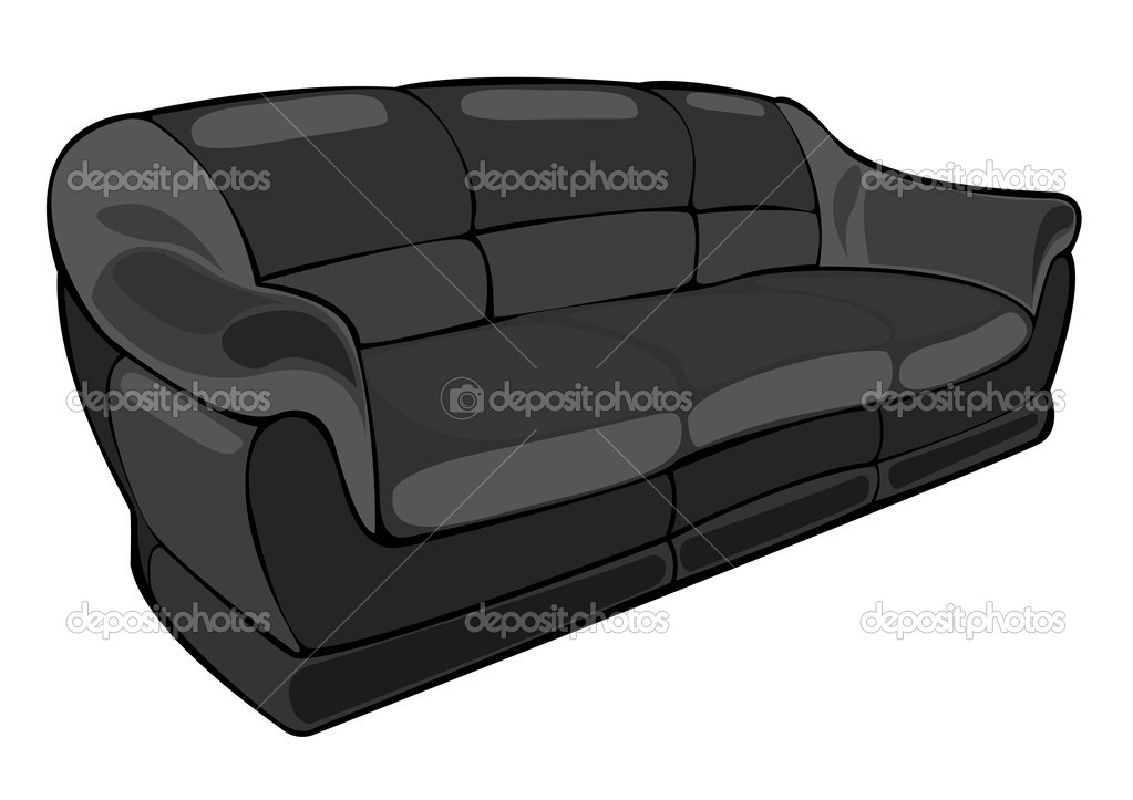 Vector cartoon black couch isolated on white background Stock Vector ...