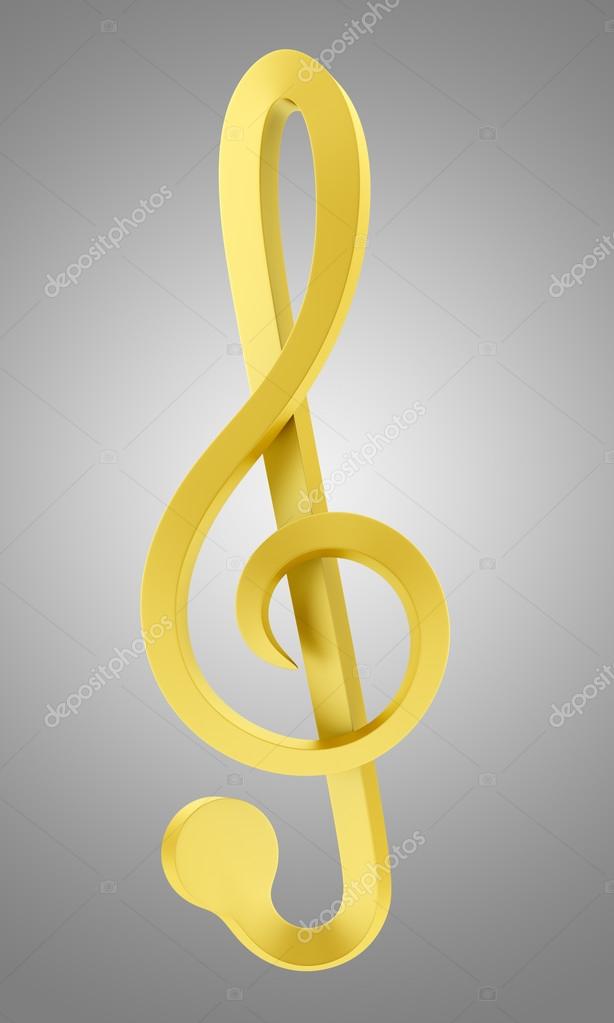 Golden treble clef isolated on gray background Stock Photo by ©tiler84 ...