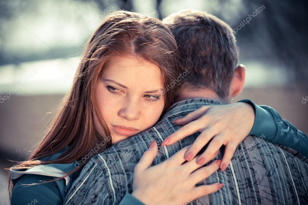 Conflict in young couple relationship outdoors Stock Photo by ...