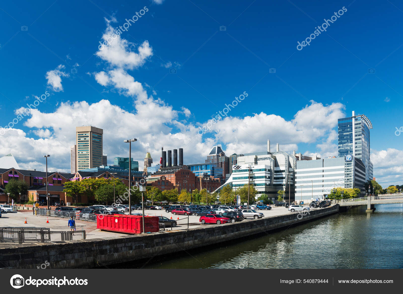 Baltimore East Harbor Canal Modern High Rises Historic Buildings ...