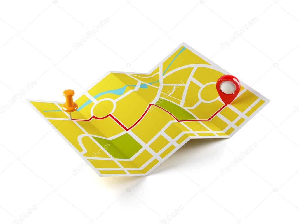 Navigation map with guide line — Stock Photo © denrud #22490271