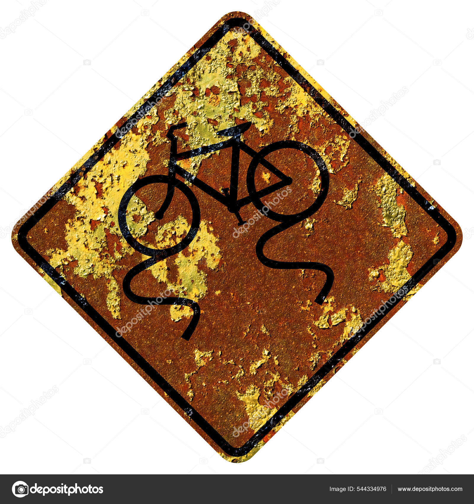 Old Rusty American Road Sign Bike Lane Slippery Wet — Stock Photo ...