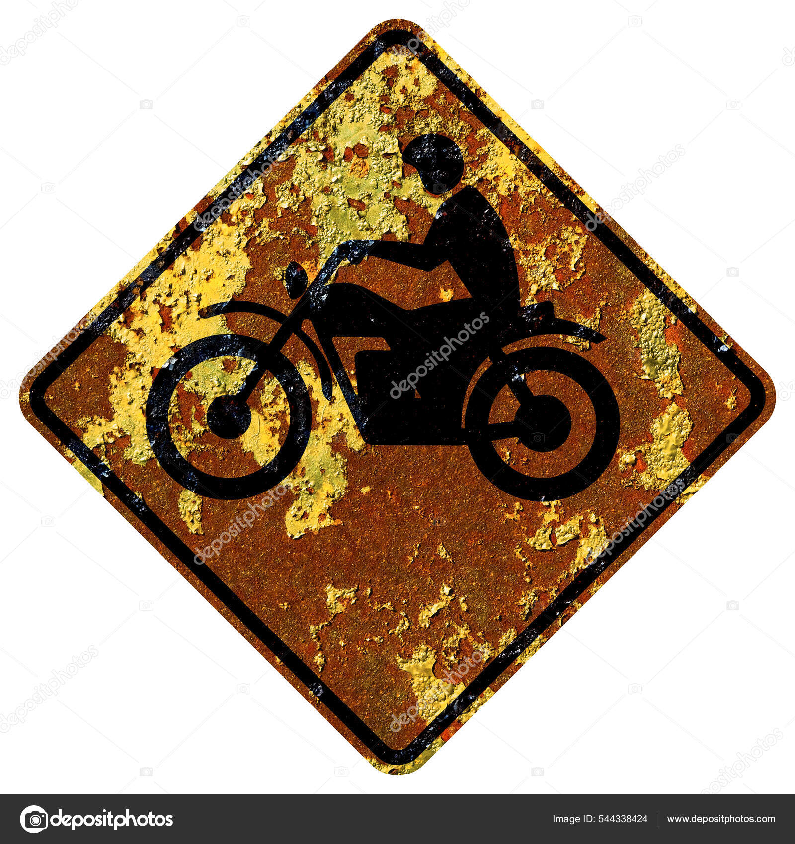 Old Rusty American Road Sign Motorcycle Crossing New York State — Stock ...