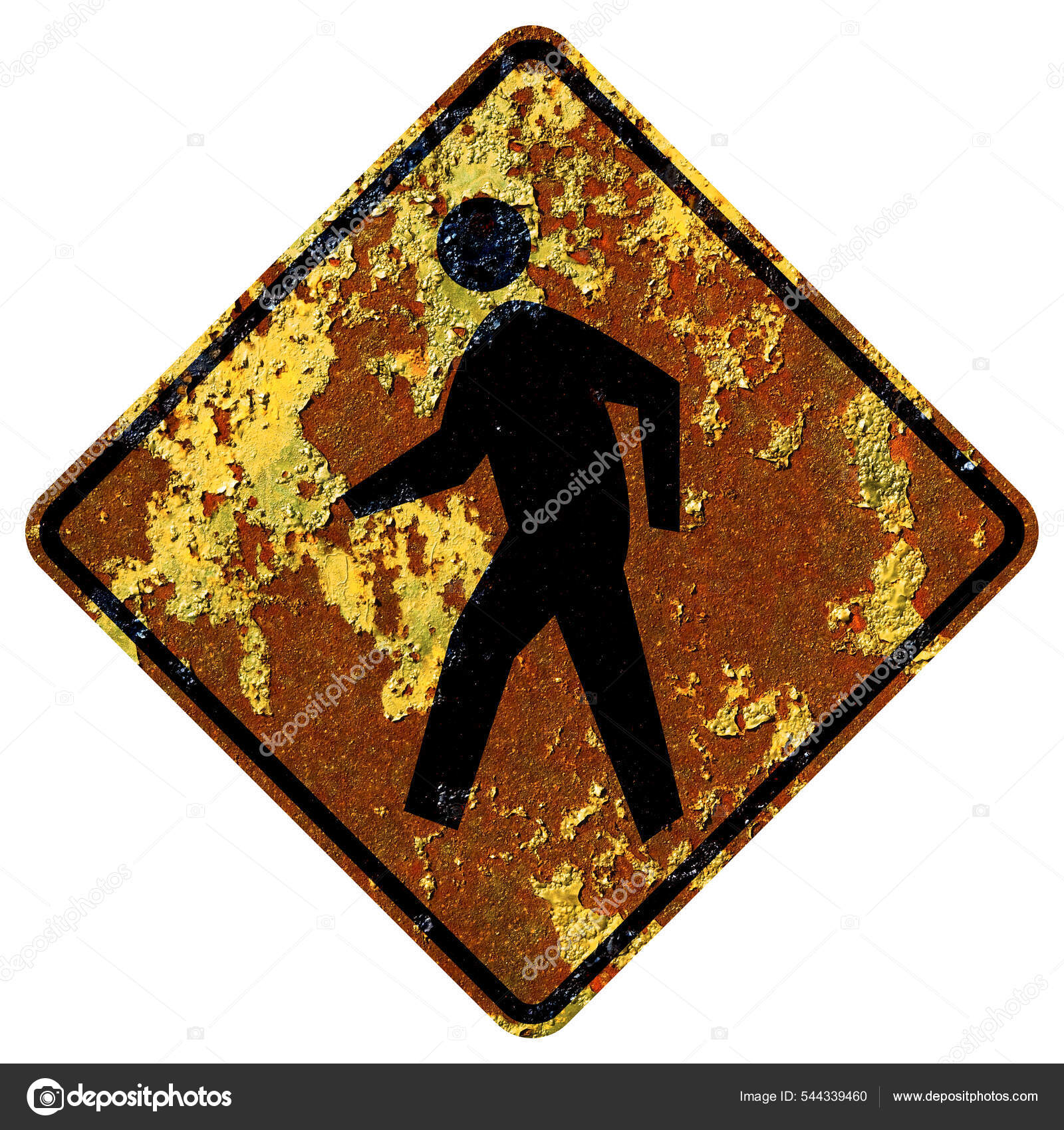 Old Rusty American Road Sign Pedestrian Crossing — Stock Photo © vladem ...