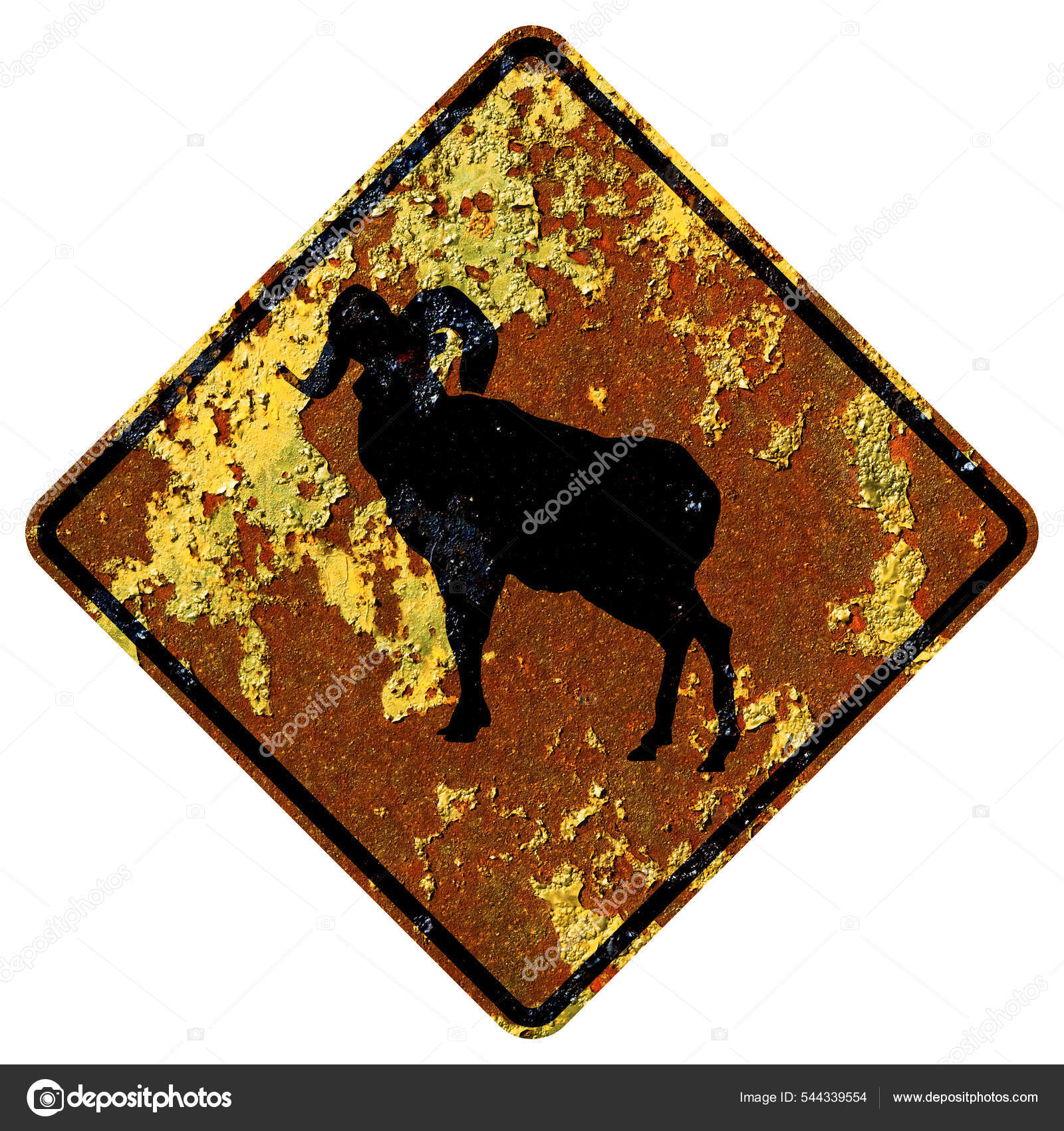 Old Rusty American Road Sign Ram Crossing — Stock Photo © vladem #544339554