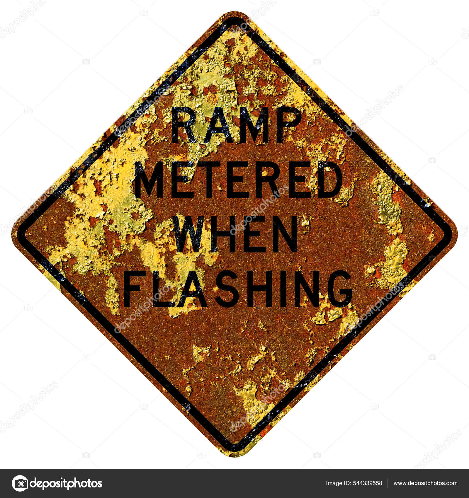 Old Rusty American Road Sign Ramp Metered Flashing — Stock Photo ...