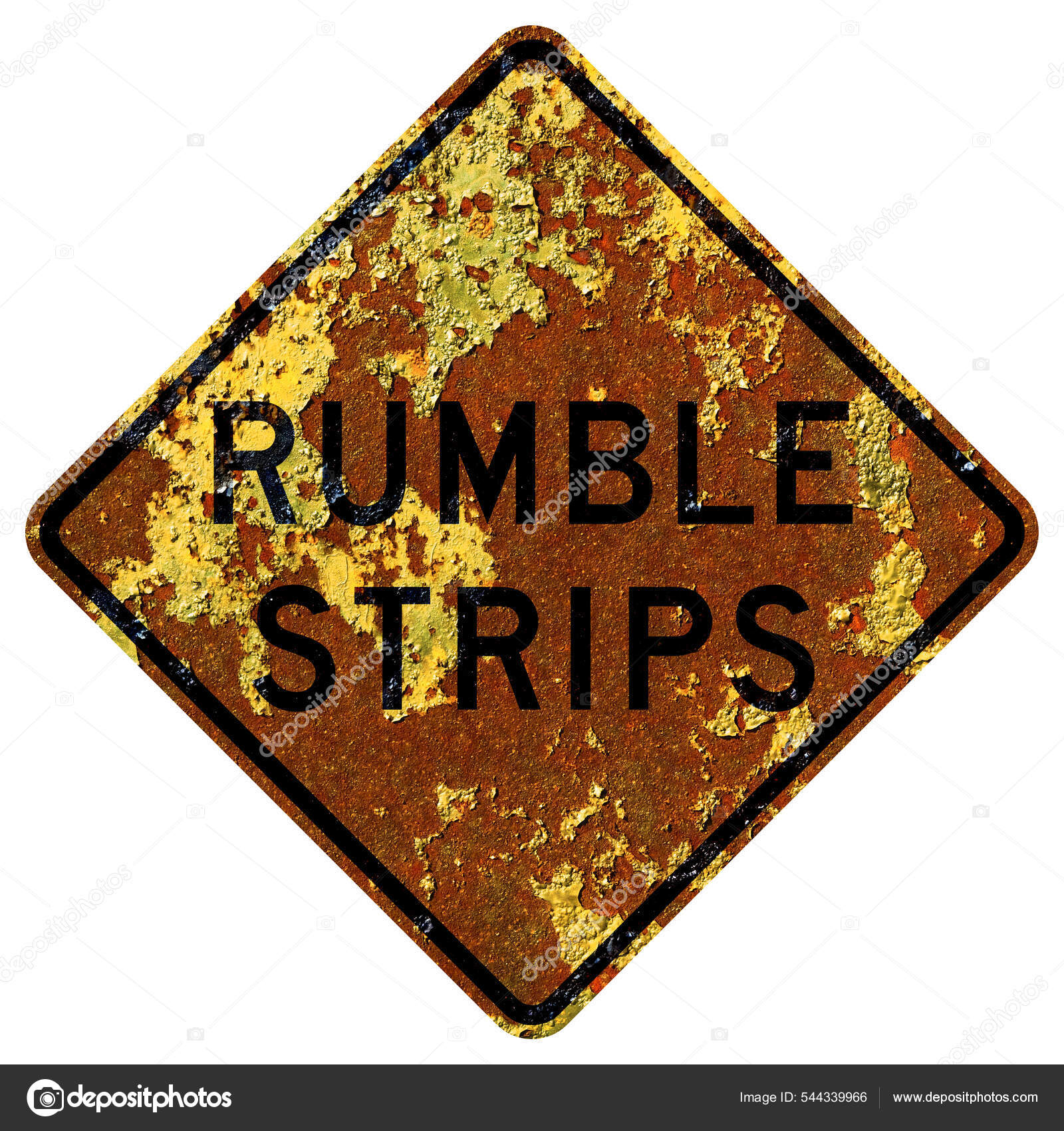 Old Rusty American Road Sign Rumble Strips New York State — Stock Photo ...
