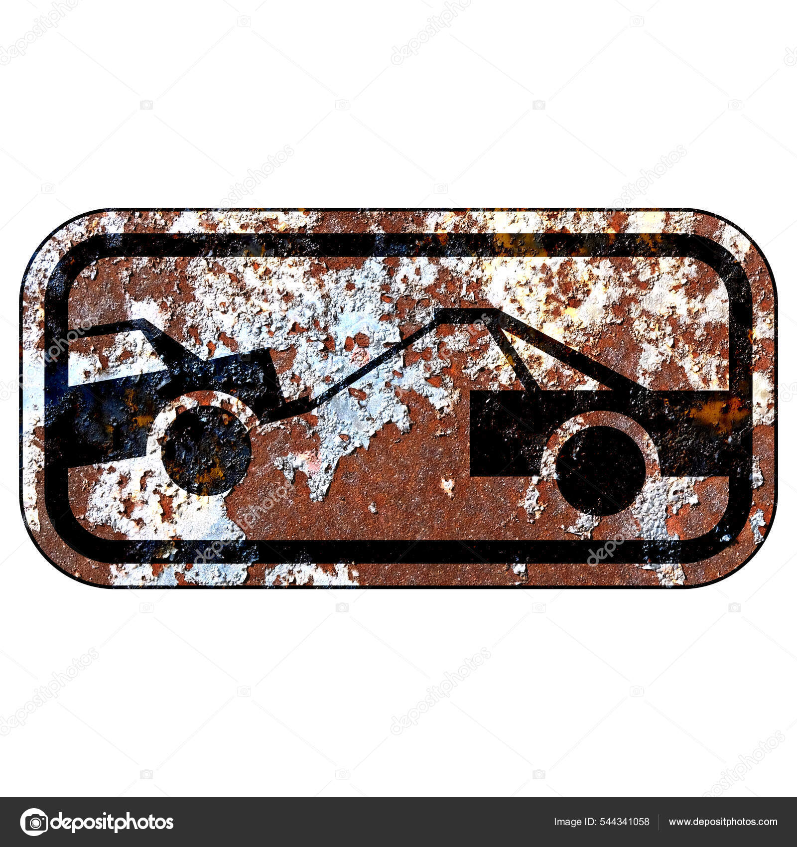 Antiguo Signo Tráfico Americano Oxidado Zona Remolque: fotografía de ...