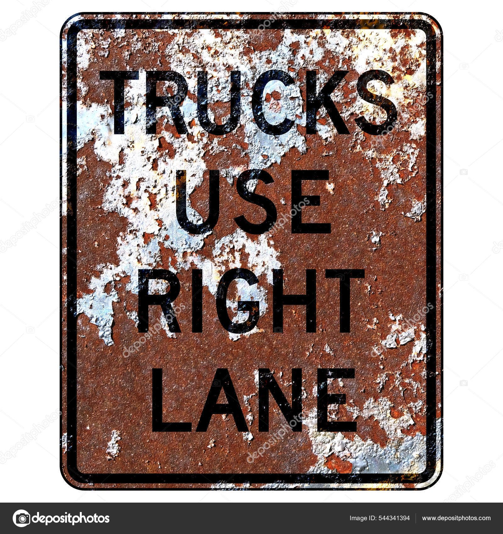 Old Rusty American Road Sign Trucks Use Right Lane — Stock Photo ...