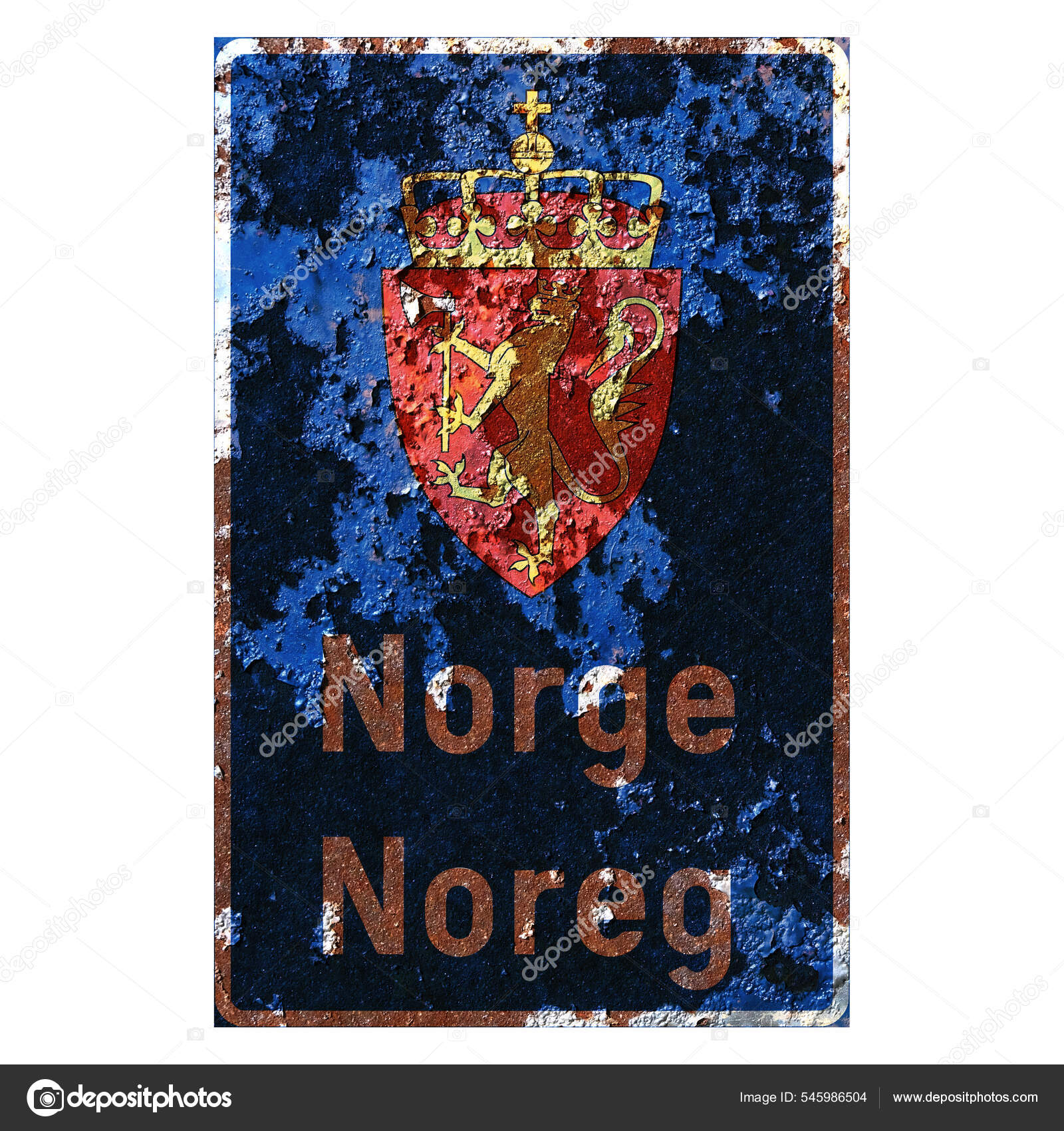 Old Grunge Road Sign Indication Sign Norway Norwegian Border — Stock ...