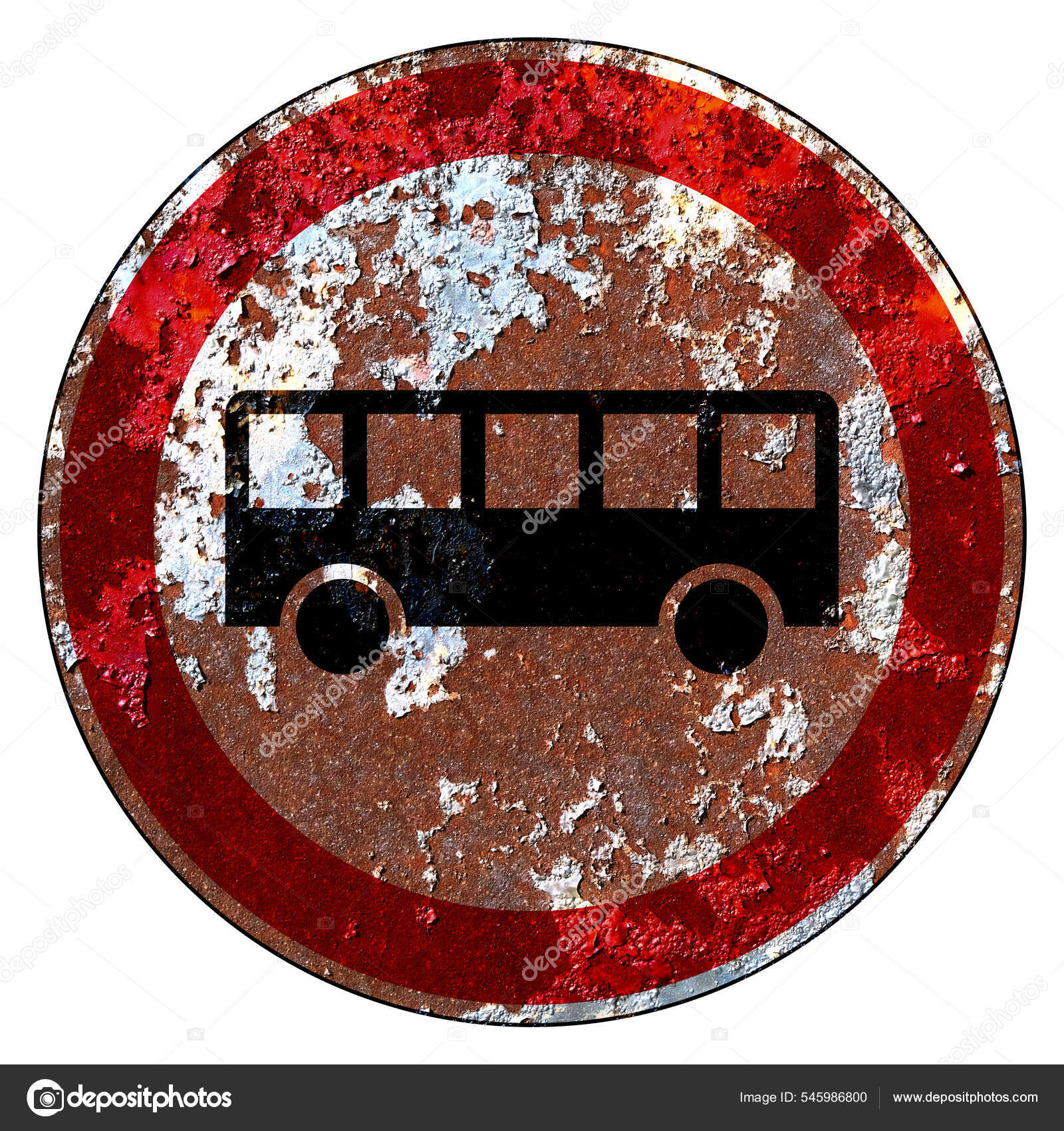 Old Grunge Road Sign Prohibitory Sign Road Closed Buses — Stock Photo ...