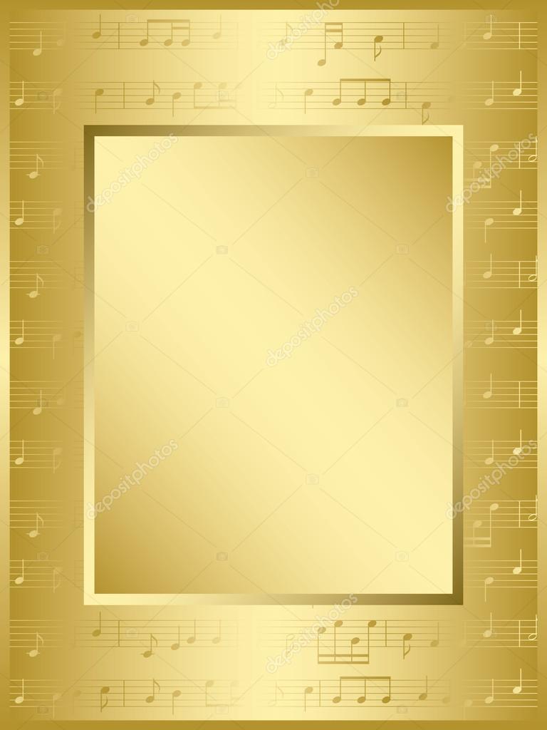 Bright gold frame with music notes - vector Stock Vector Image by ...