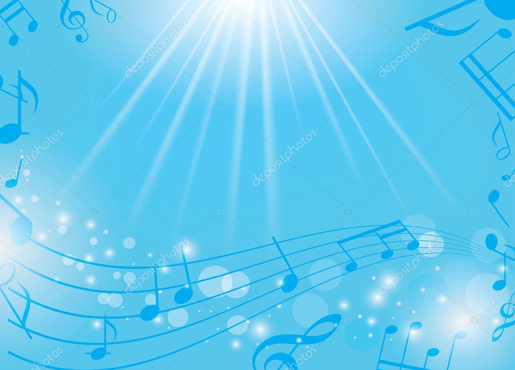 Music Notes Blue Background
