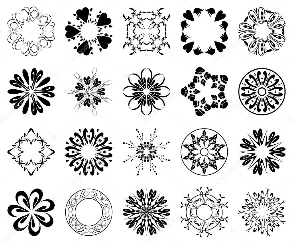 Set of black round design elements - vector — Stock Vector © pavalena ...