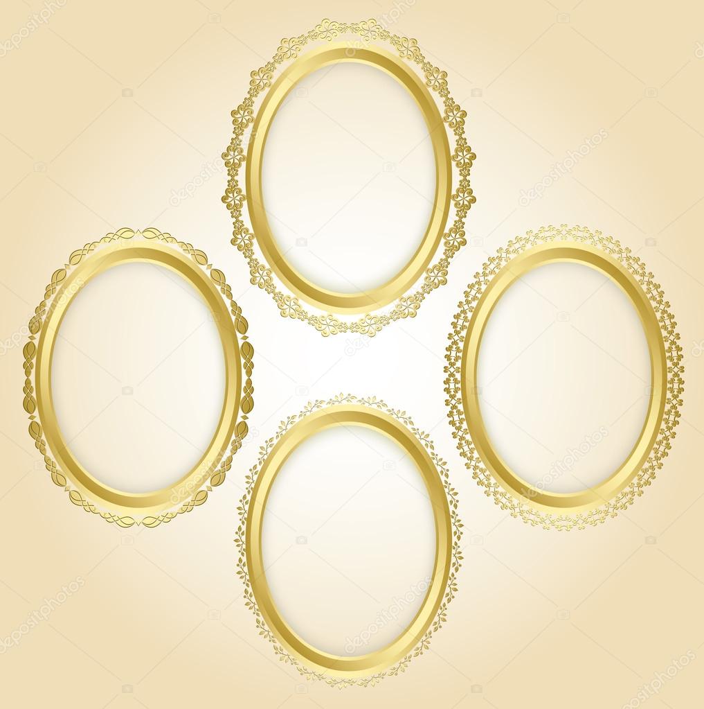 Beautiful gold oval decorative frames - vector set — Stock Vector ...