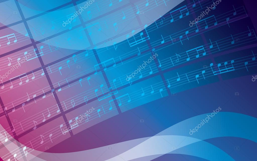 Fondo vectorial azul y violeta con notas musicales Vector de stock por ...