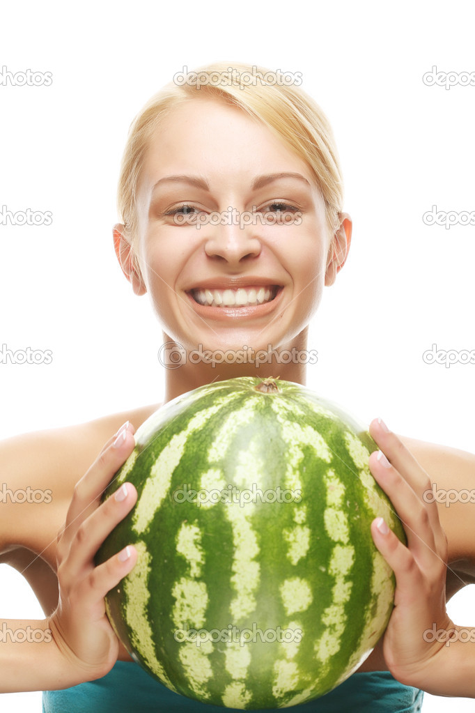 Woman with watermelon — Stock Photo © juice_team #35161073