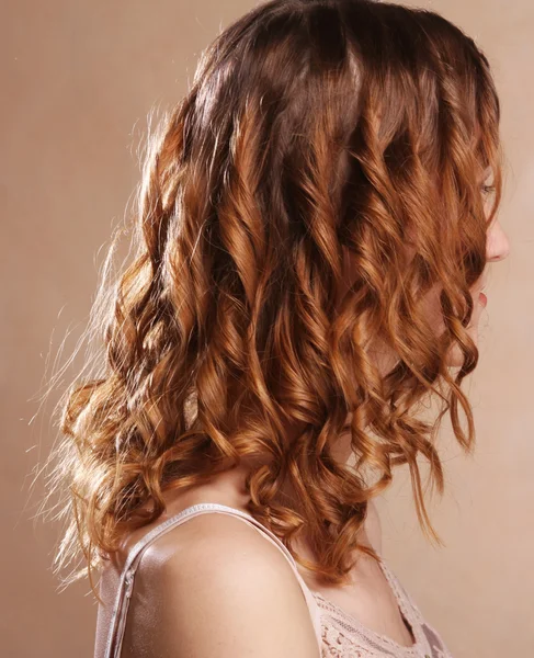 Female curly red hairs - back view - Stock Image - Everypixel
