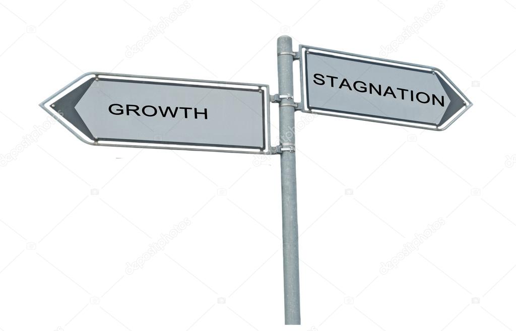 Road signs to growth and stagnation — Stock Photo © vaeenma #13712623