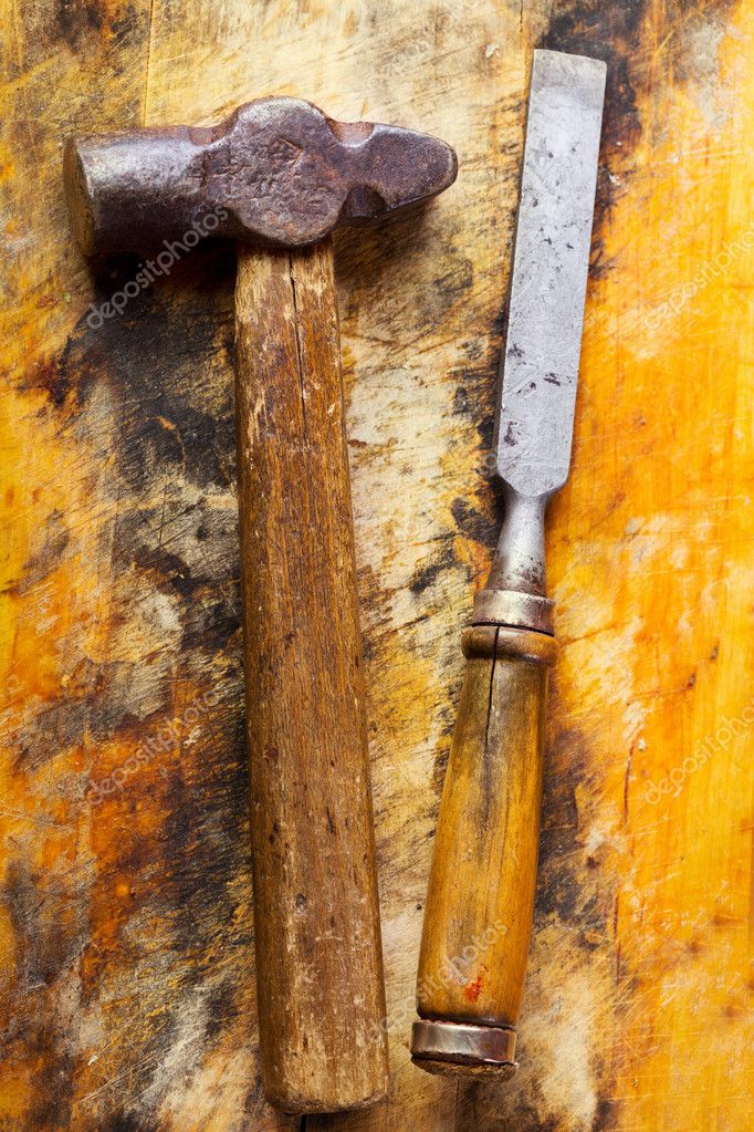 Old hammer and chisel Stock Photo by ©Nitrub 45935529