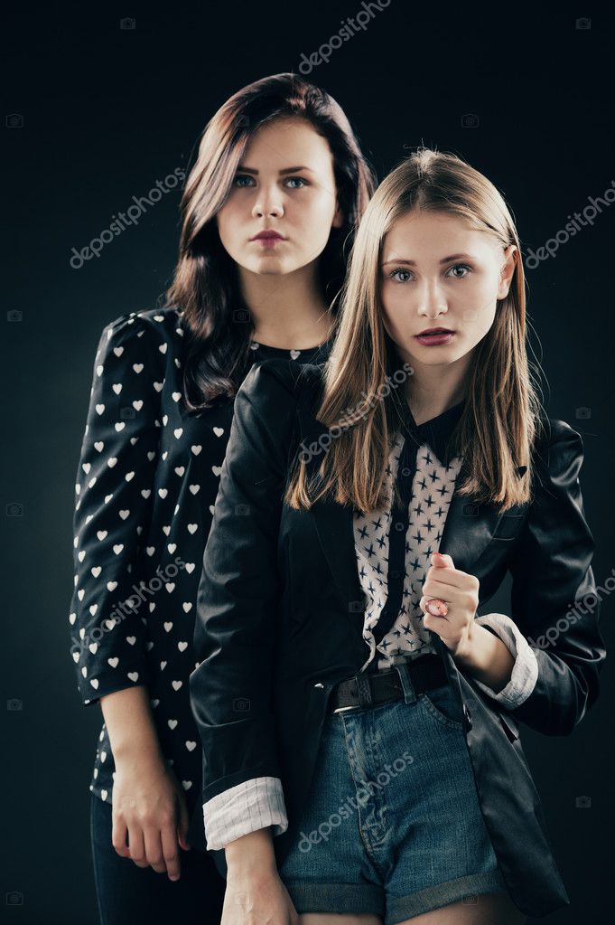 Two girls studio portrait — Stock Photo © ababaka #38866019
