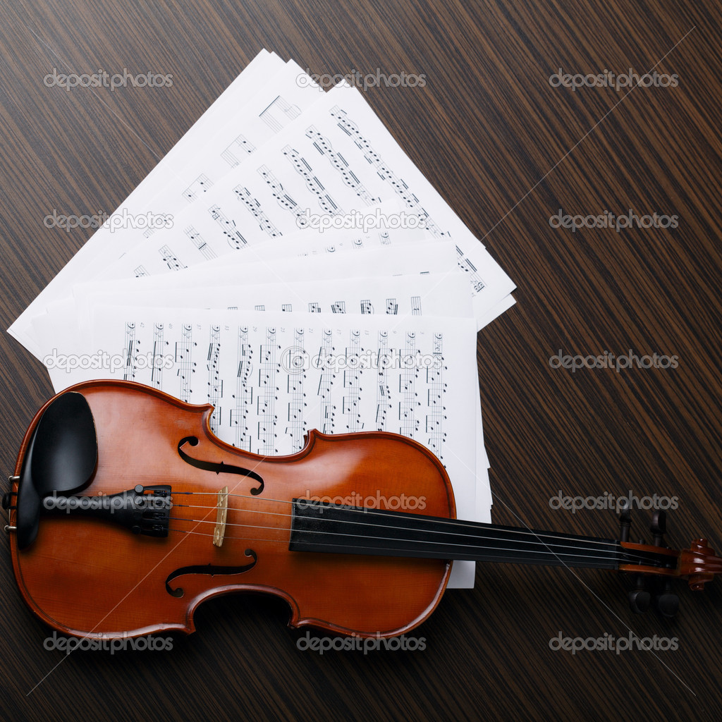 Violin on an notes background Stock Photo by ©ababaka 41614263