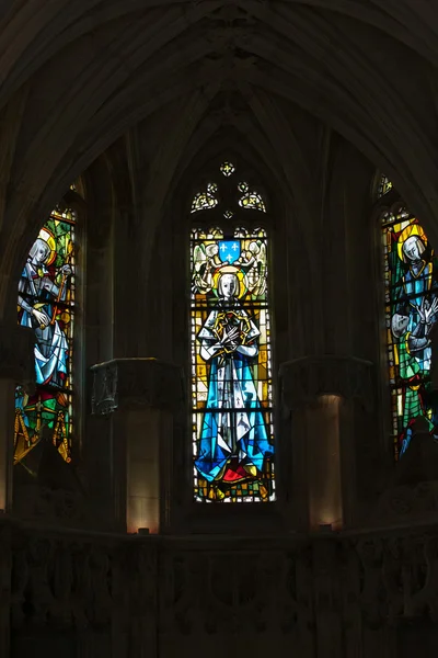 The stained glass windows inside Chapel St. Hubert where Leonardo Da ...