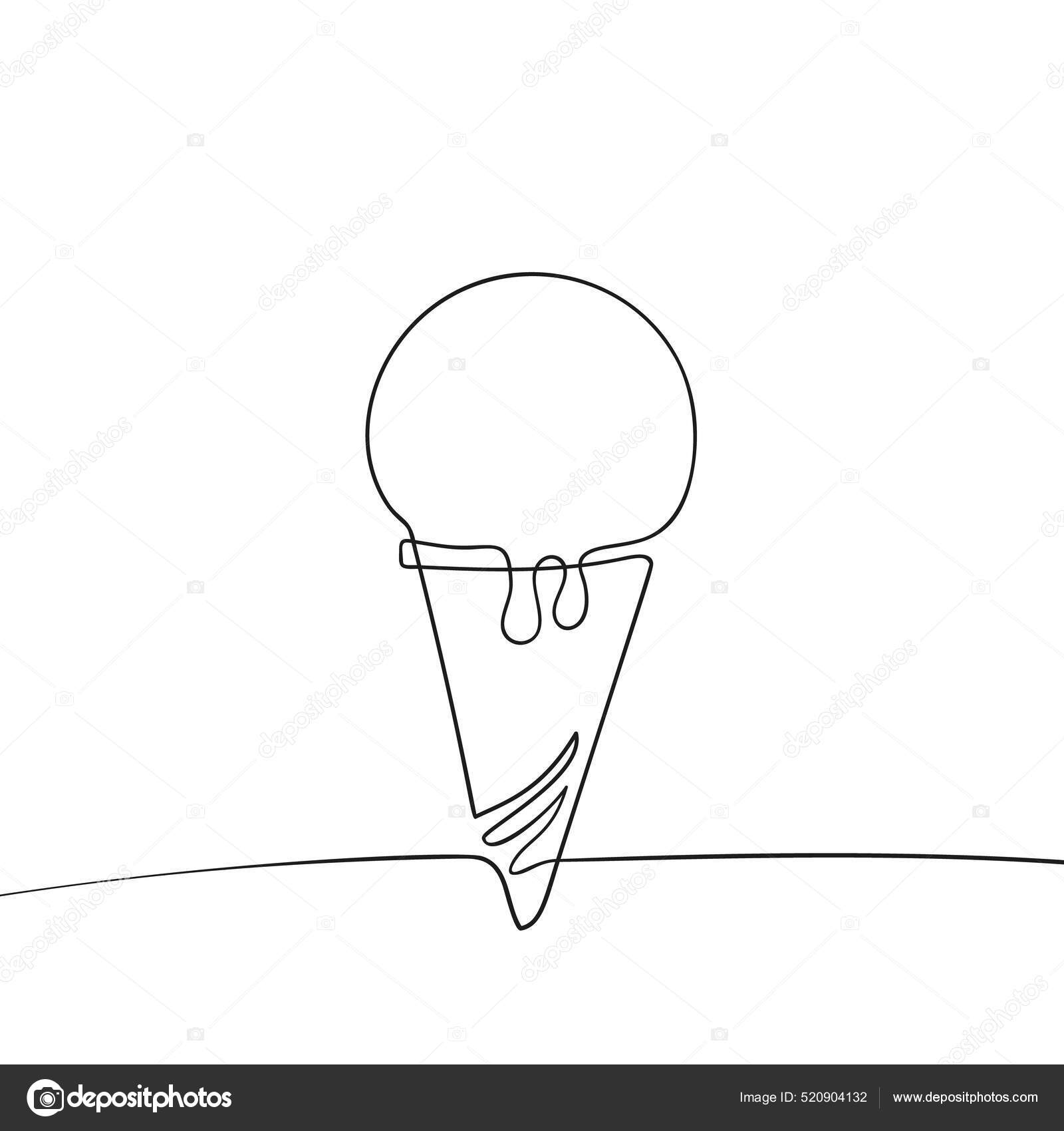 Ice Cream Line Art Continuous One Line Drawing One Scoop Stock Vector ...