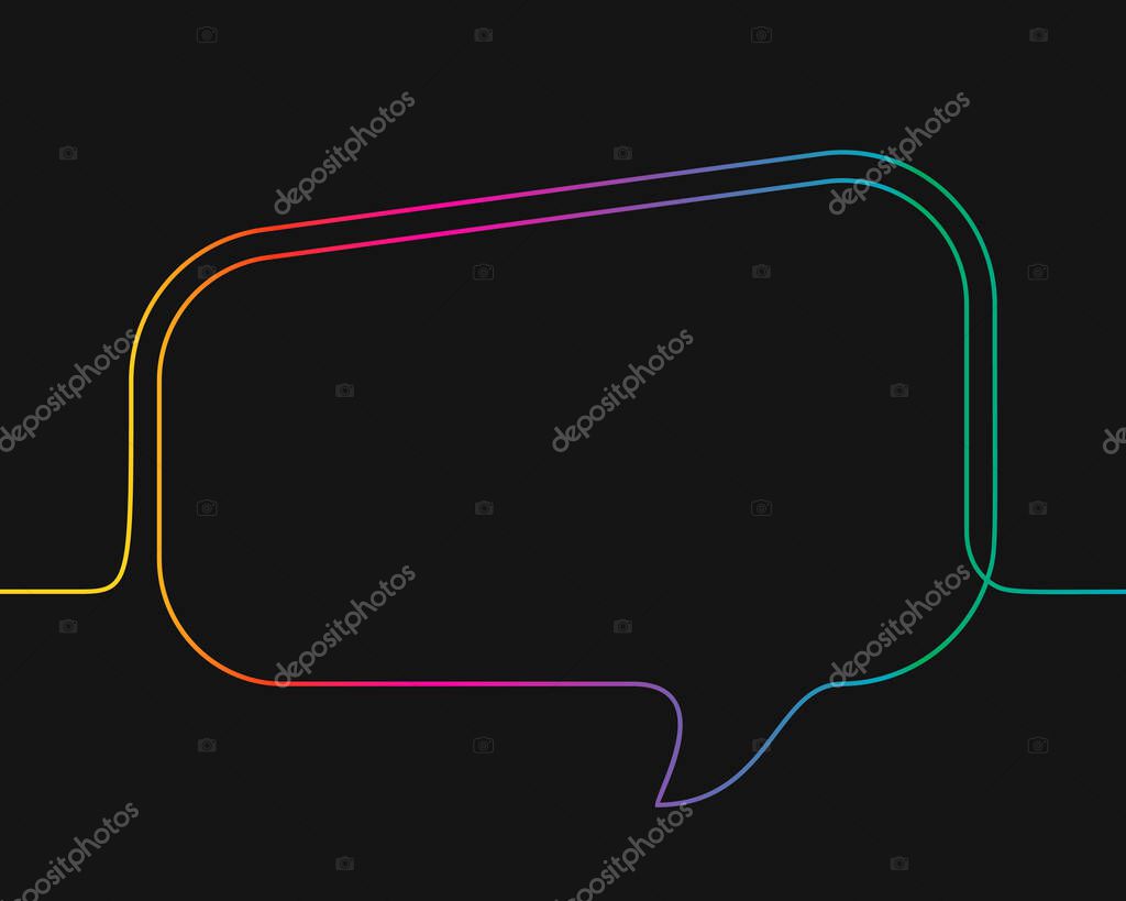Dibujo de una l nea de burbuja de habla rectangular, colores del arco iris en el vector de fondo ...