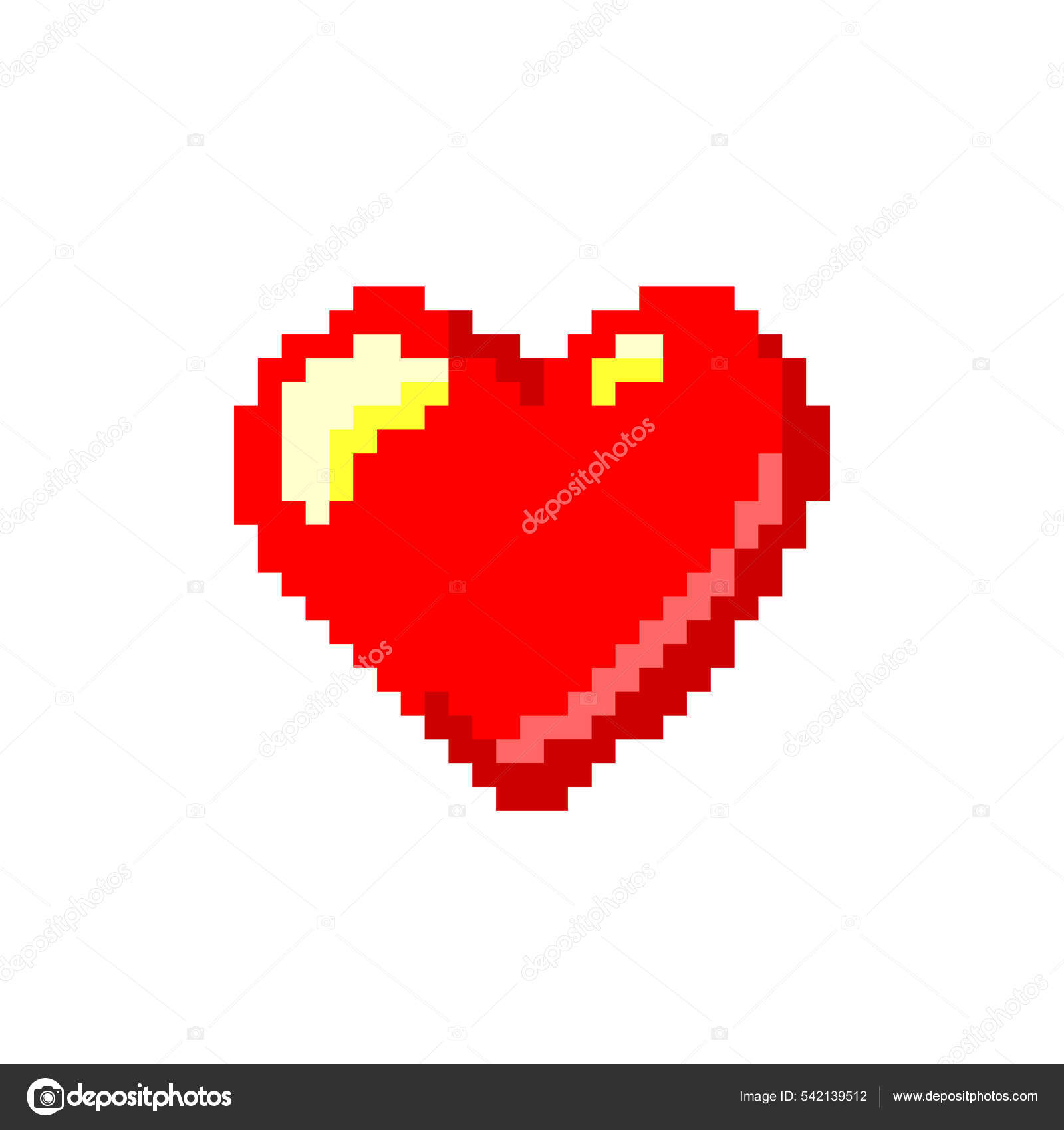 Pixel Art Heart Red Love Symbol Isolated White Background Vector Stock ...