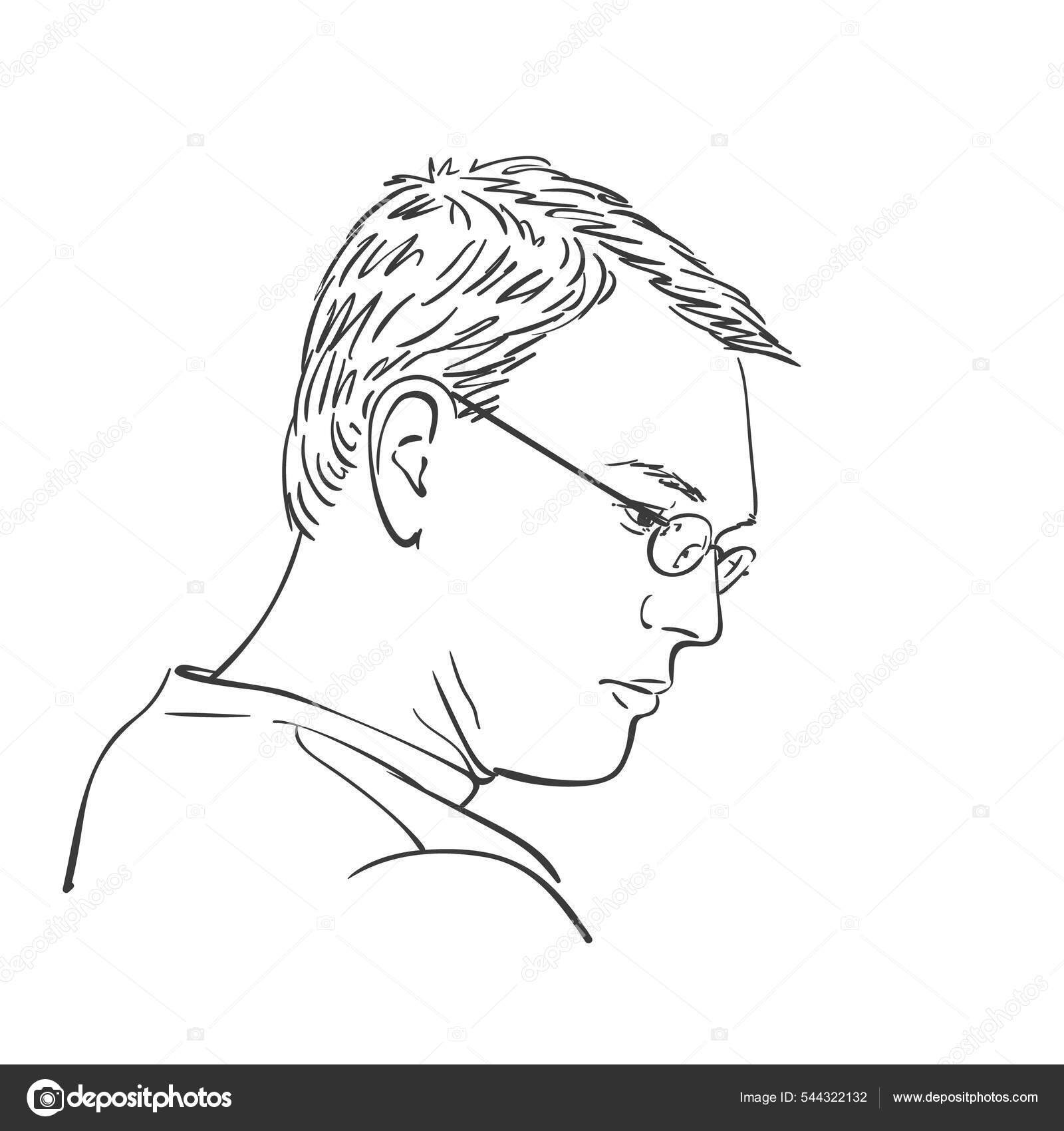 Sketch Thinking Man Side View Hand Drawn Vector Illustration Isolated ...