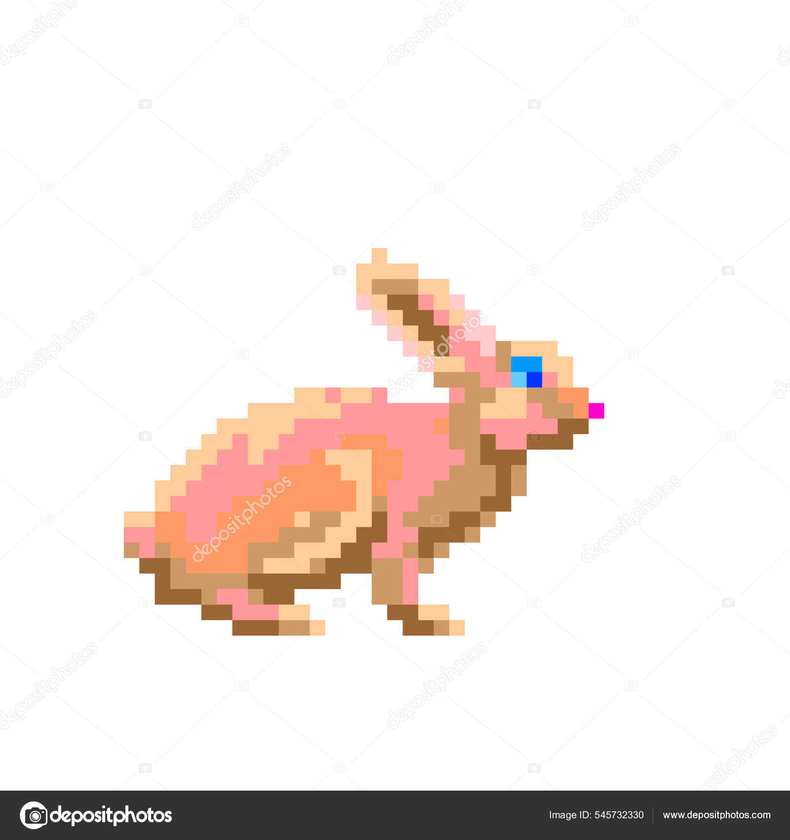 Easter Bunny Pixel Art Isolated Vector Illustration White Background ...