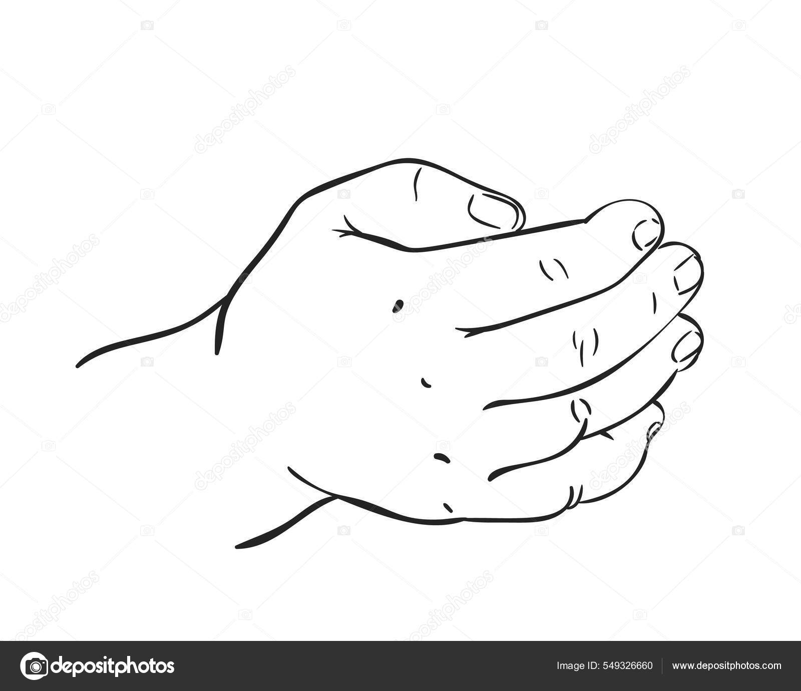 Line Art Sketch Baby Tiny Hand Hand Drawn Vector Illustration Stock ...