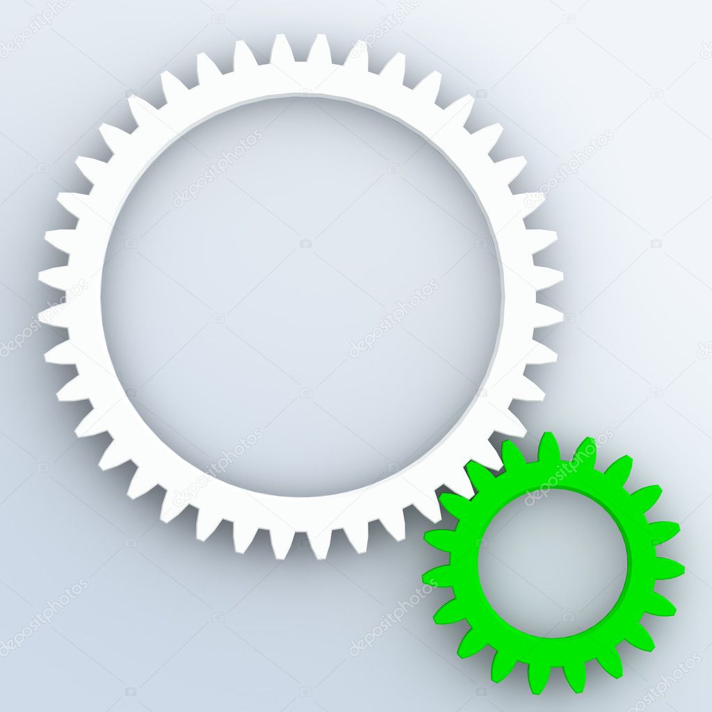 Gear System of Two Colorful Gears on the White Background Stock Photo ...