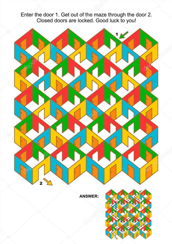 Rooms and doors maze game — Stock Vector © ratselmeister #46739239