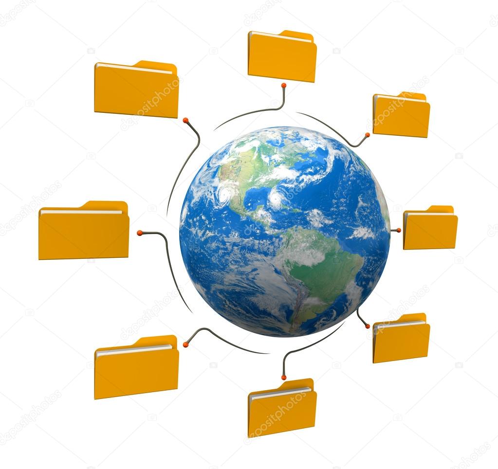 Earth globe with flying folders around Stock Photo by ©panama555 31783869