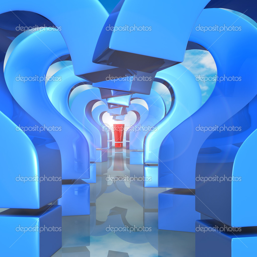 Question marks way with Exclamation and sun light spot Stock Photo by ...