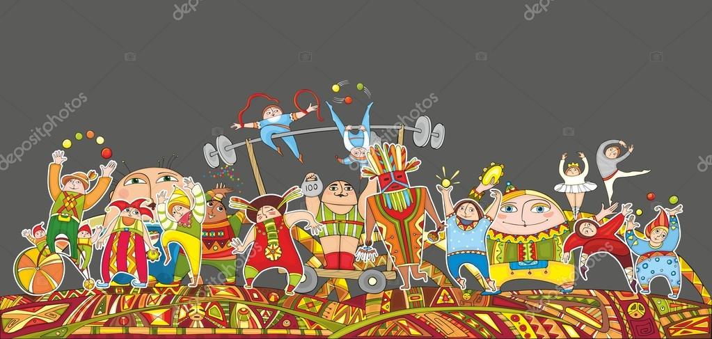 Circus Performance Parade Crowd — Stock Vector © Onzadoor #19409229