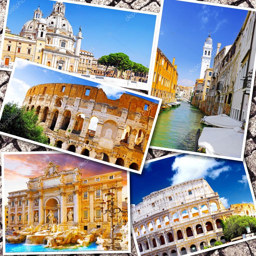 Collage of beautiful Italy. Rome, Florence, Pisa, Venice — Foto de ...