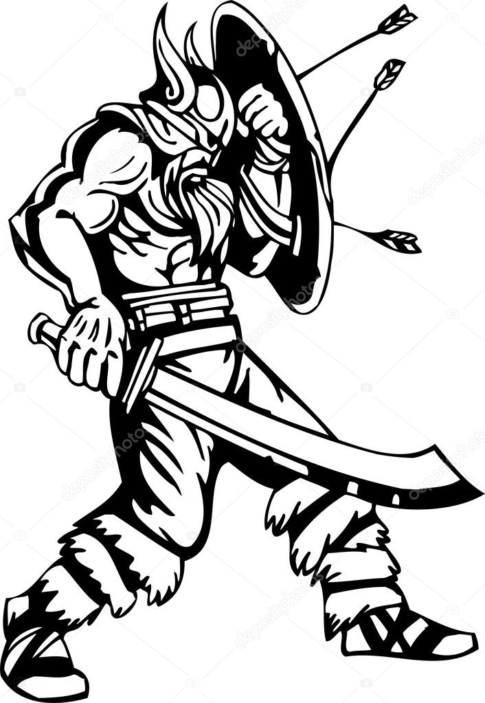 Nordic viking - vector illustration. Vinyl-ready. Stock Vector Image by ...