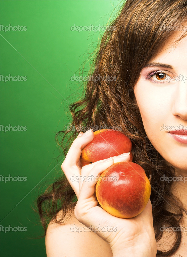 Woman with peaches Stock Photo by ©nemesis_inc 39971939