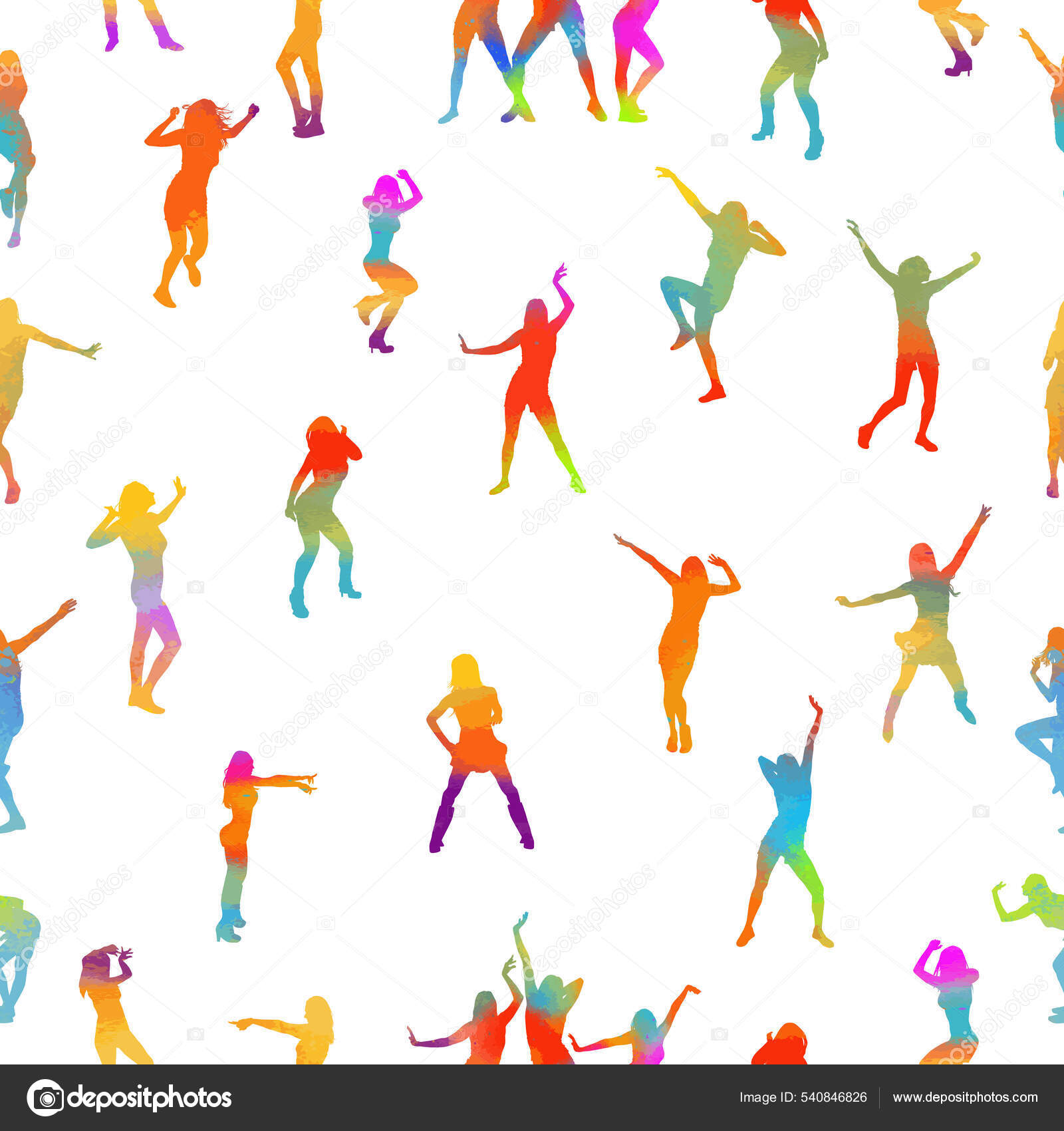 Seamless background multi-colored dancing people. Vector illustration ...