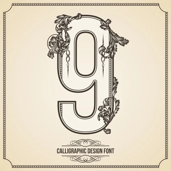 Calligraphic Design Font with Typographic Floral Elements. Premium ...