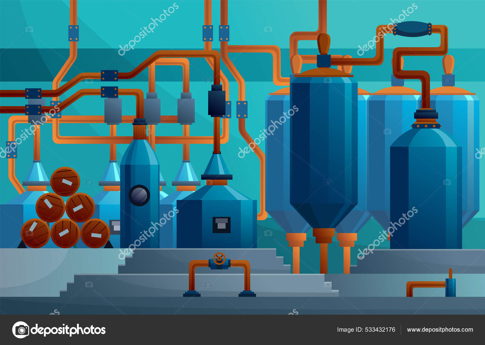 Beer factory production process of fermentation filtration and boil ...