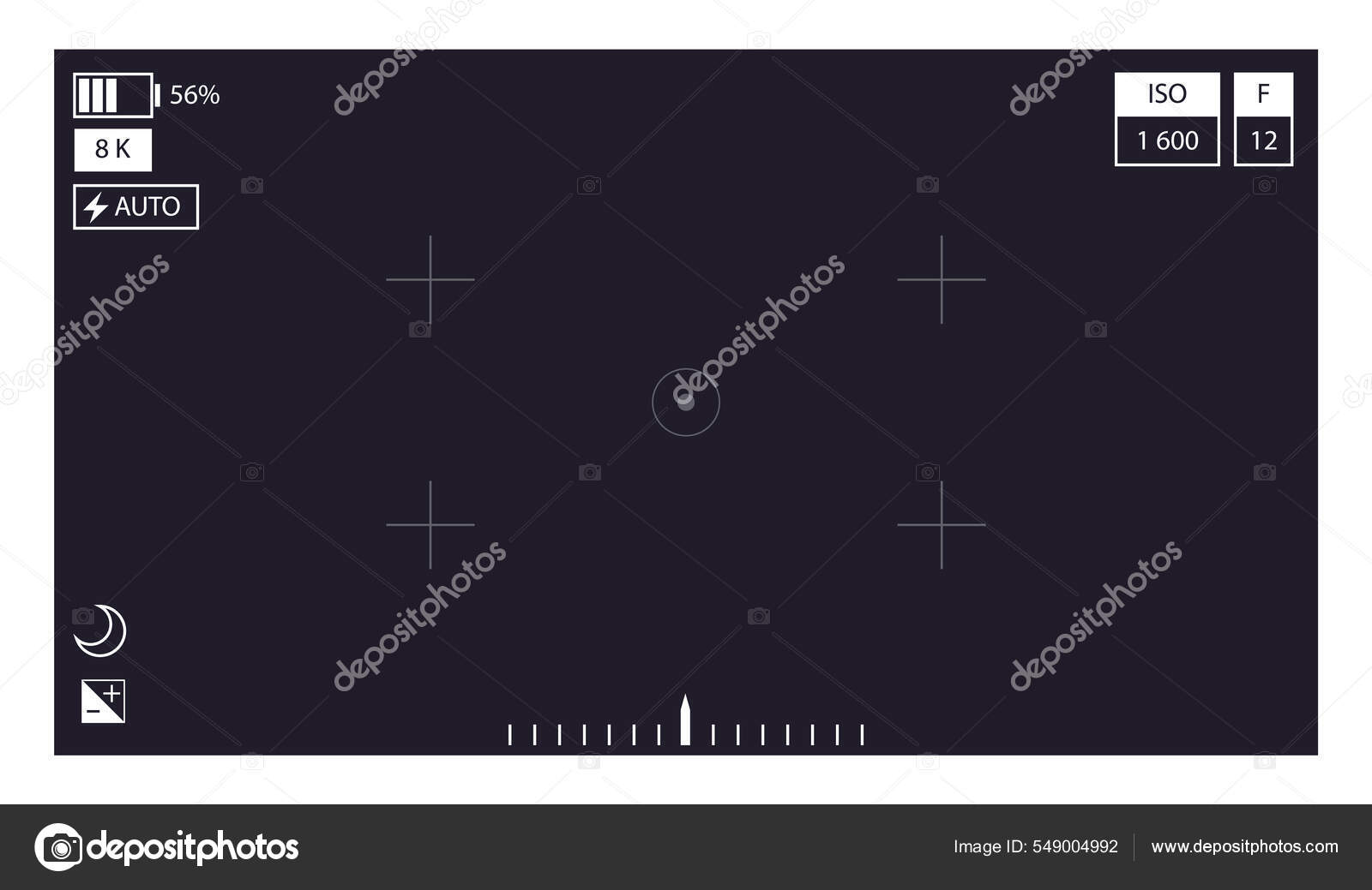Camera viewfinder. Focusing screen recording. Black screen camera with ...