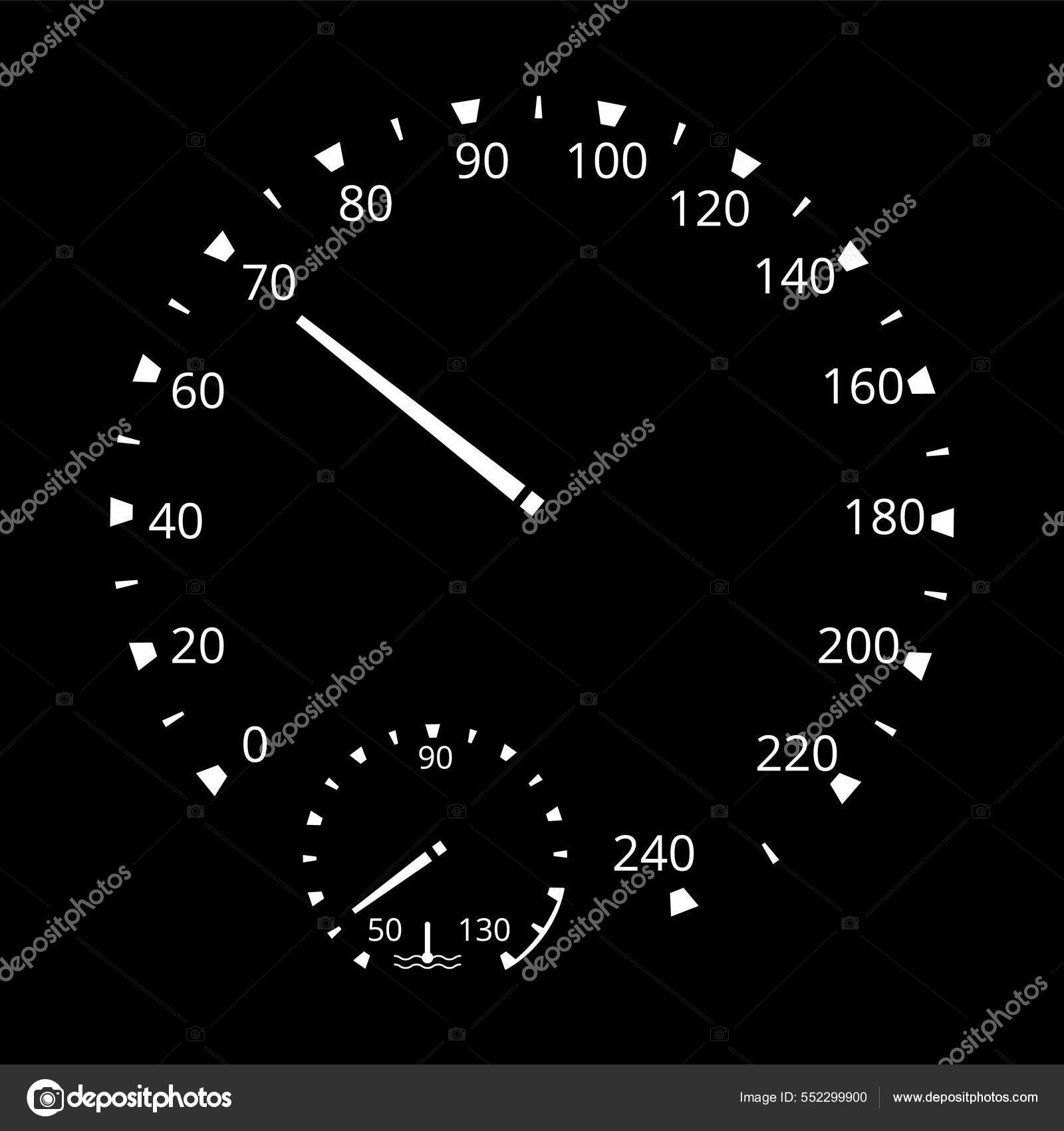 Realistic car dashboard speedometer and temperature lavel. Speed ...