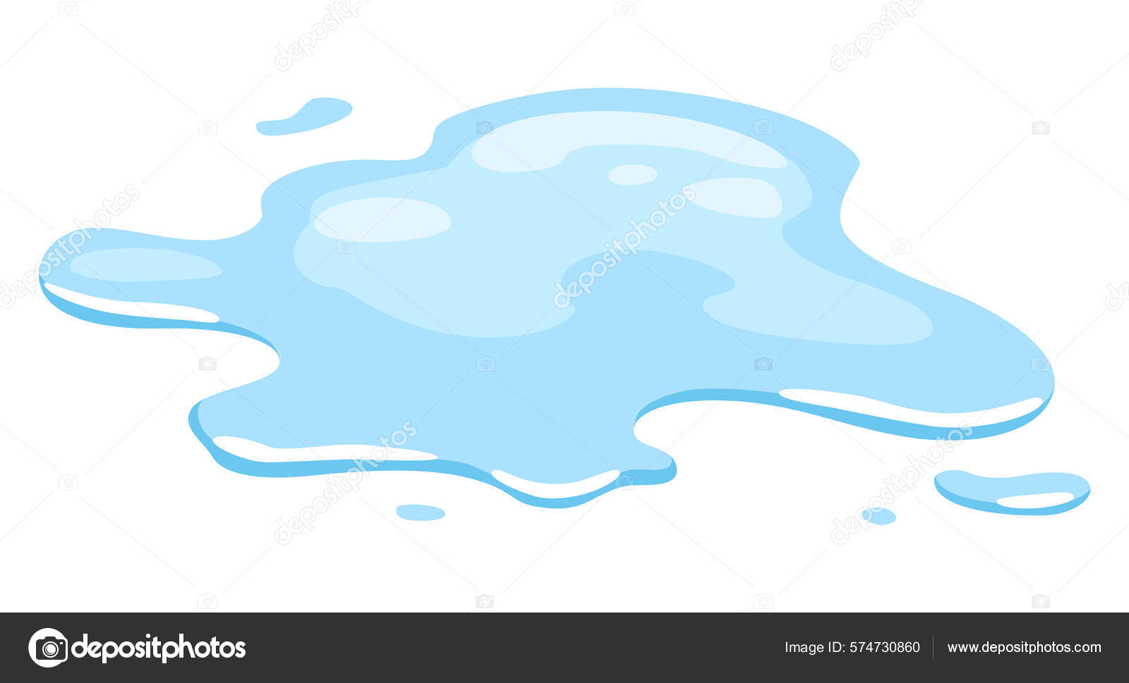 Air Tumpah Genangan Air Cairan Biru Berbagai Bentuk Dalam Gaya Vektor ...