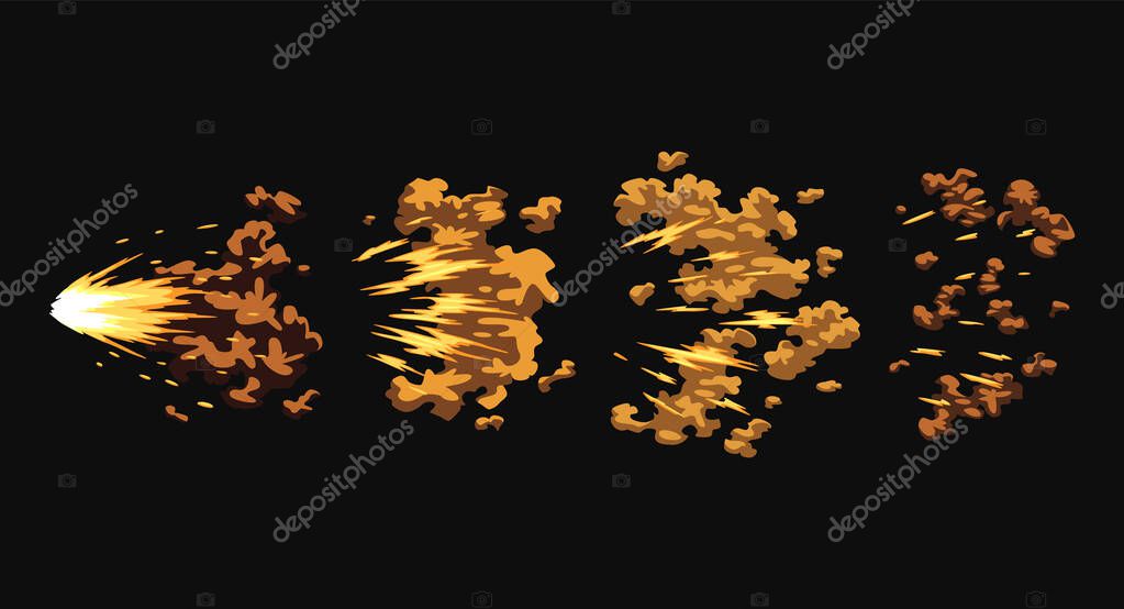Flashes de armas o animación de disparos. Colección de efecto de ...